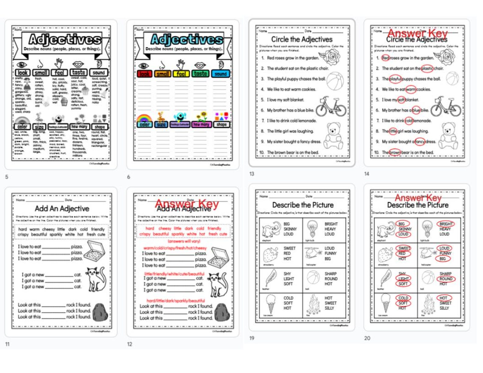 ADJECTIVES Activity Packet - Etsy