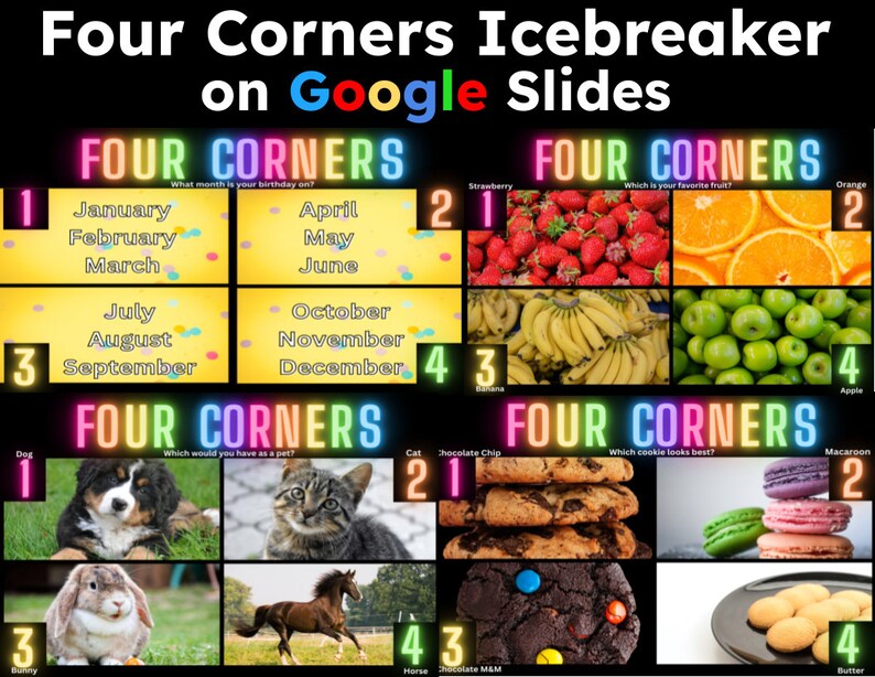 Ice Breaker Four Corners- Google Slides for Google Classroom or ...