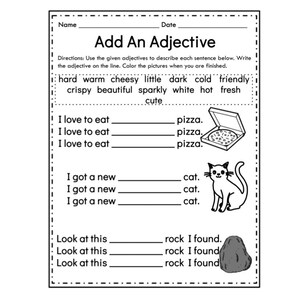 ADJECTIVES Activity Packet - Etsy