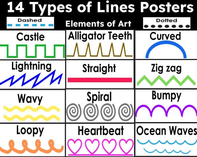 14 Types of Lines Posters Elements of Art 53 Pgs - Etsy