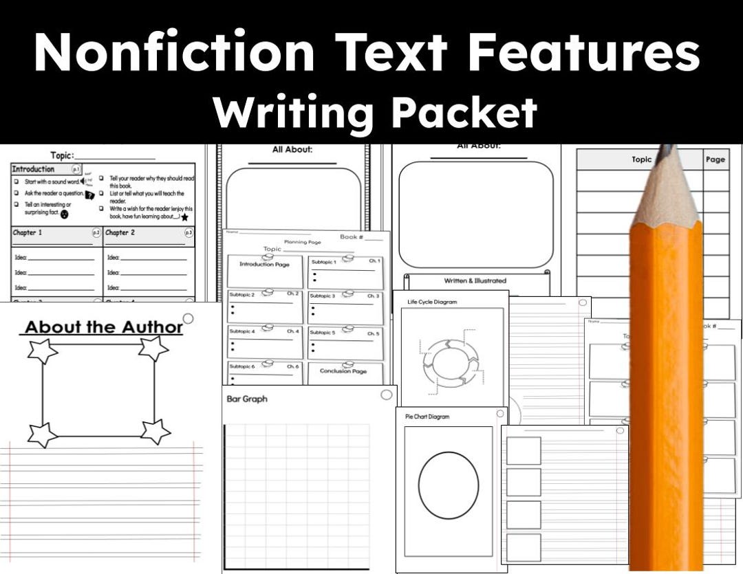 Nonfiction Text Feature Writing Packet 9 Parts (87 Pgs) - Etsy