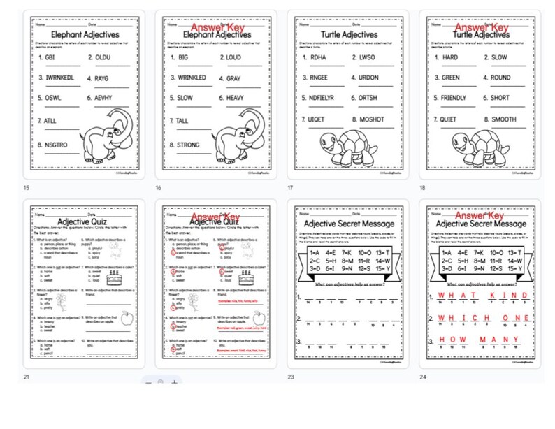 ADJECTIVES Activity Packet - Etsy