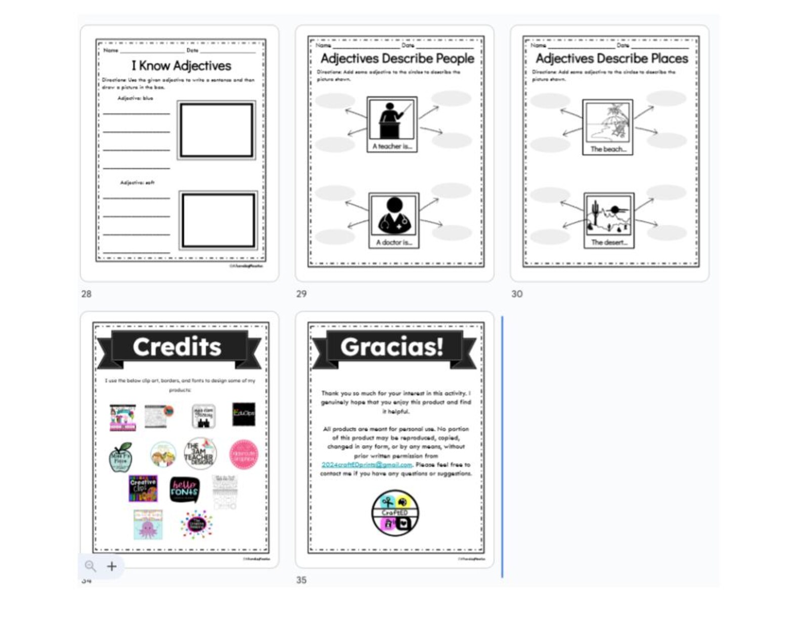 ADJECTIVES Activity Packet - Etsy