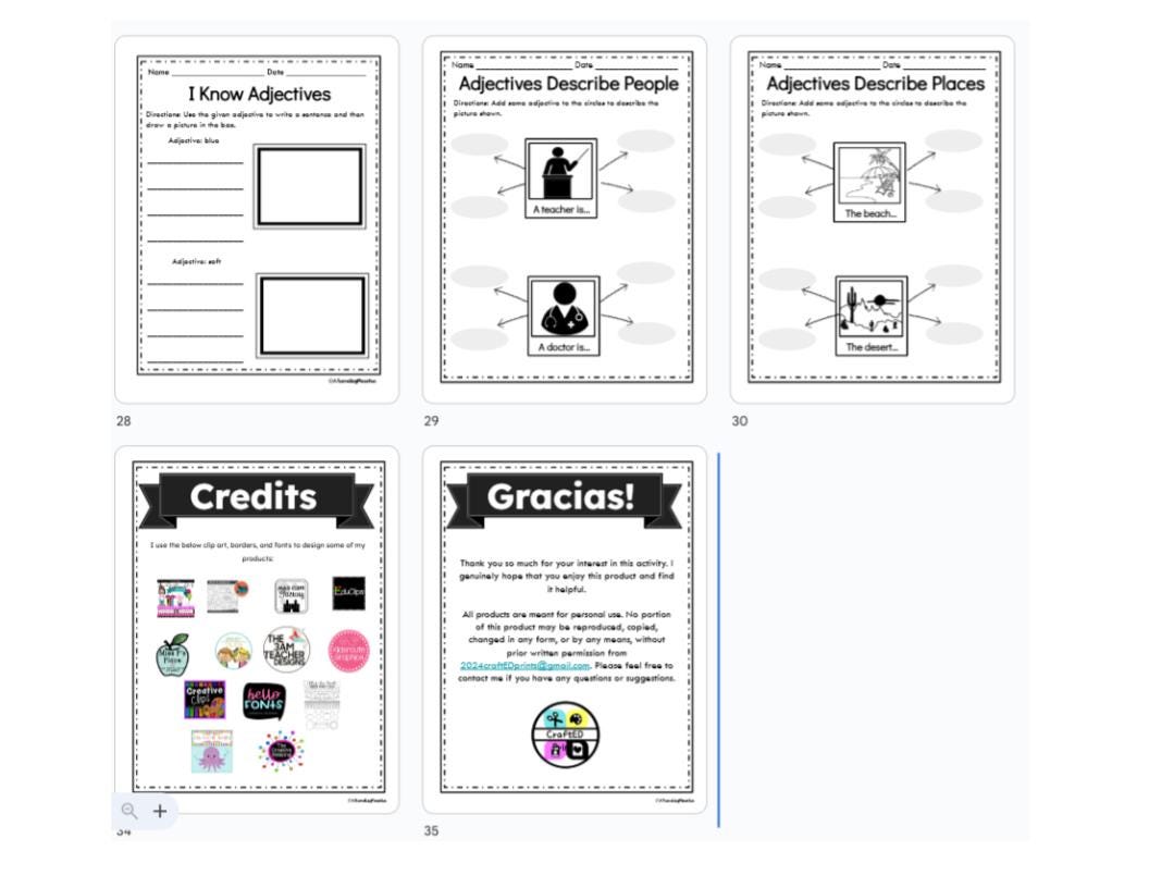 ADJECTIVES Activity Packet - Etsy