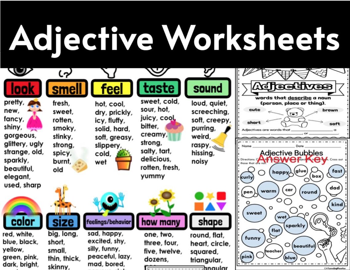 ADJECTIVES Activity Packet - Etsy