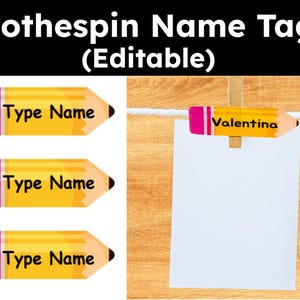 Clothespin Name Label Tags - Editable on Powerpoint - Etsy
