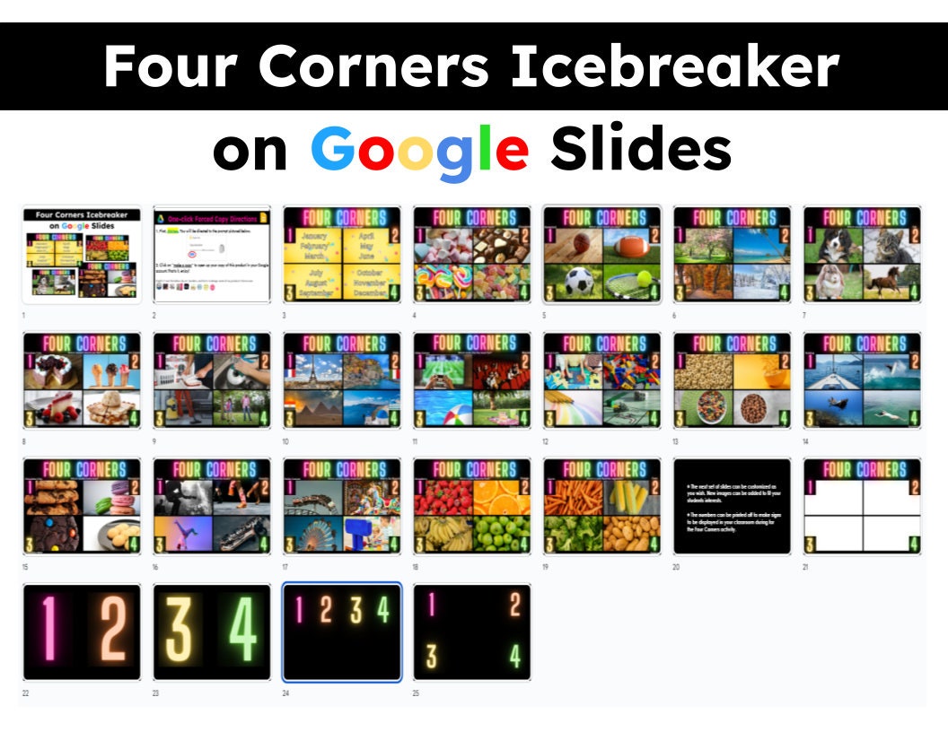 Ice Breaker Four Corners- Google Slides for Google Classroom or ...