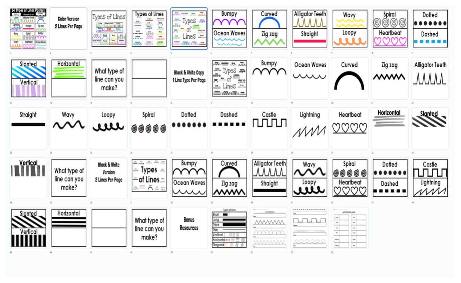 14 Types of Lines Posters Elements of Art 53 Pgs - Etsy