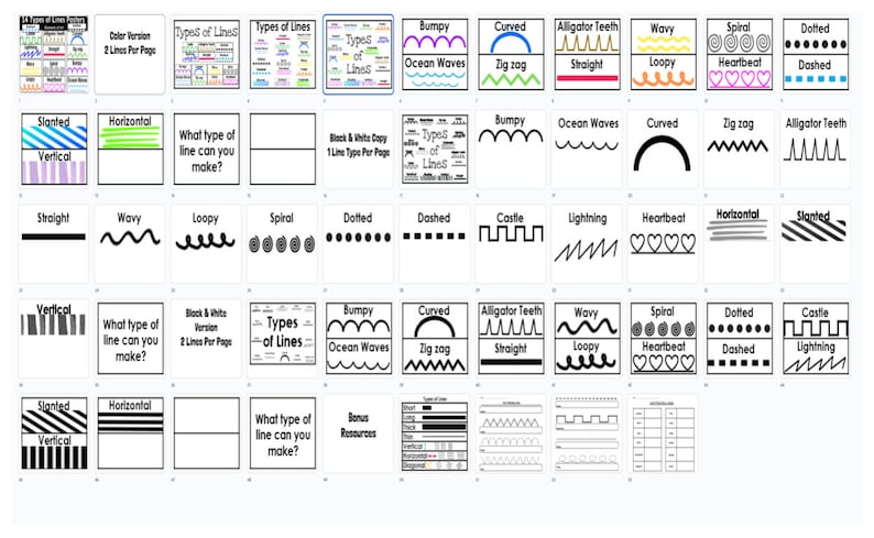 14 Types of Lines Posters Elements of Art 53 Pgs - Etsy