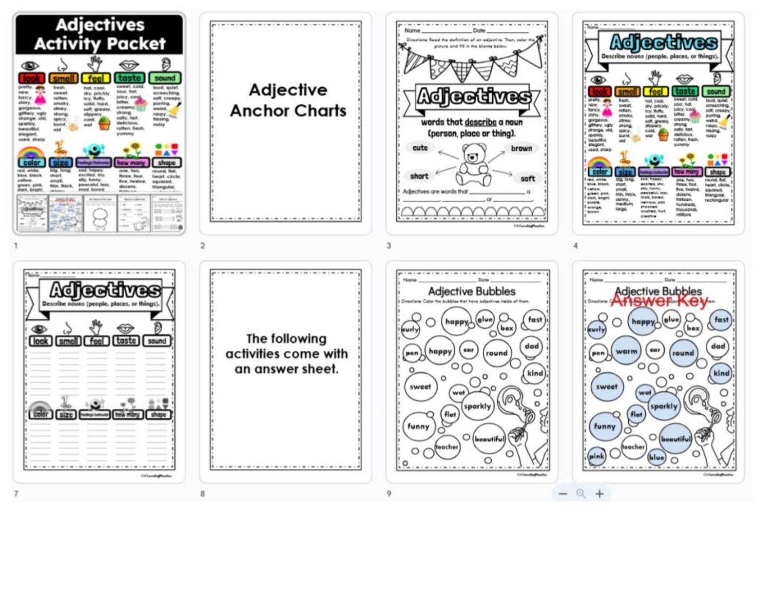 ADJECTIVES Activity Packet - Etsy