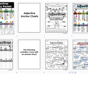 ADJECTIVES Activity Packet - Etsy
