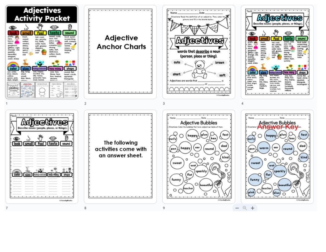 ADJECTIVES Activity Packet - Etsy