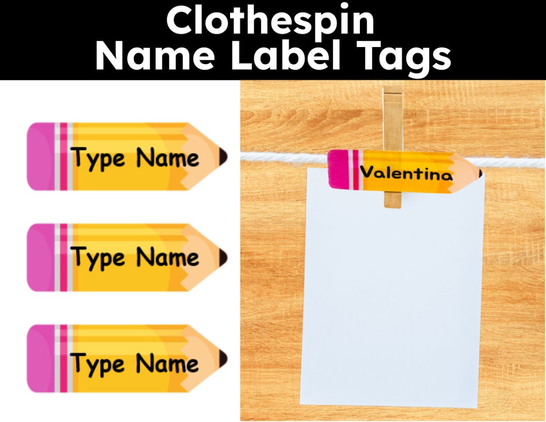 Clothespin Name Label Tags - Editable on Powerpoint - Etsy