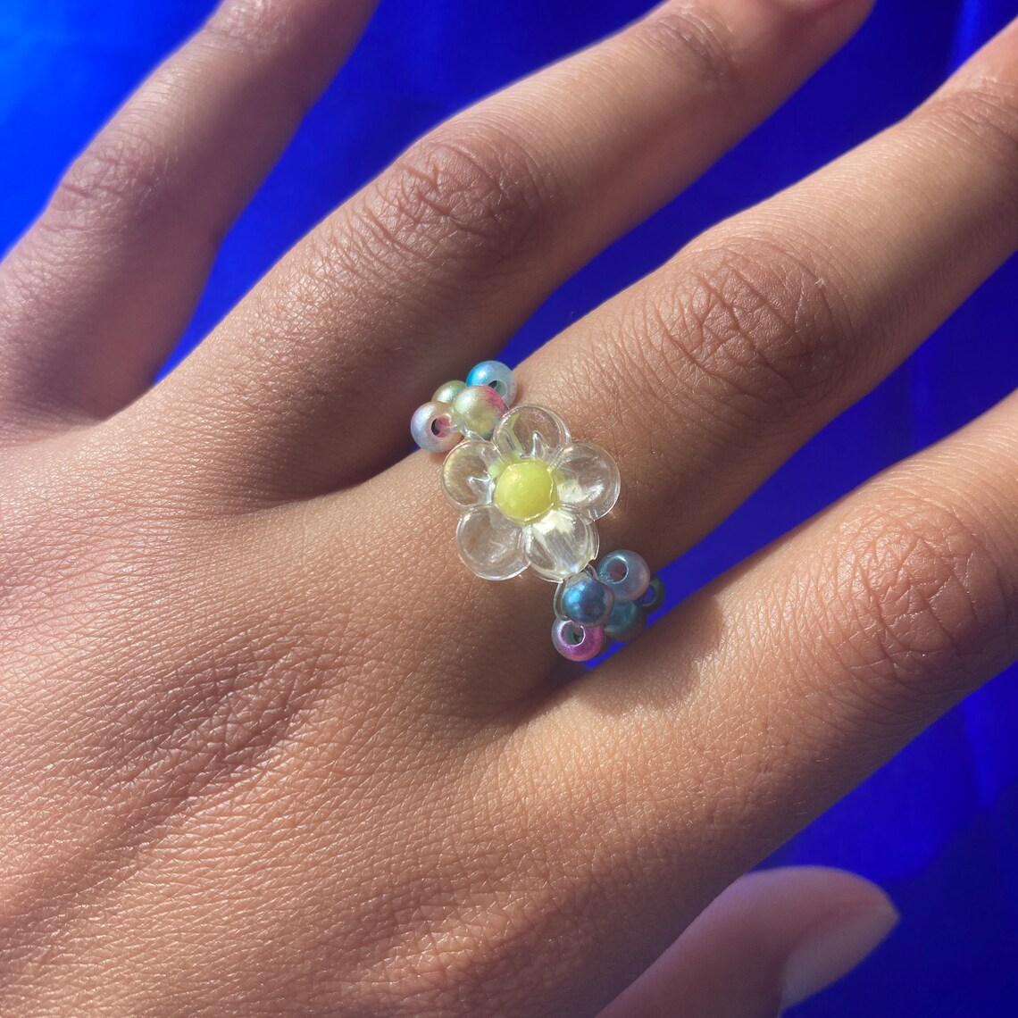 Beaded STACKABLE Flower Rings Colorful Preppy Rings for Girls Floral ...