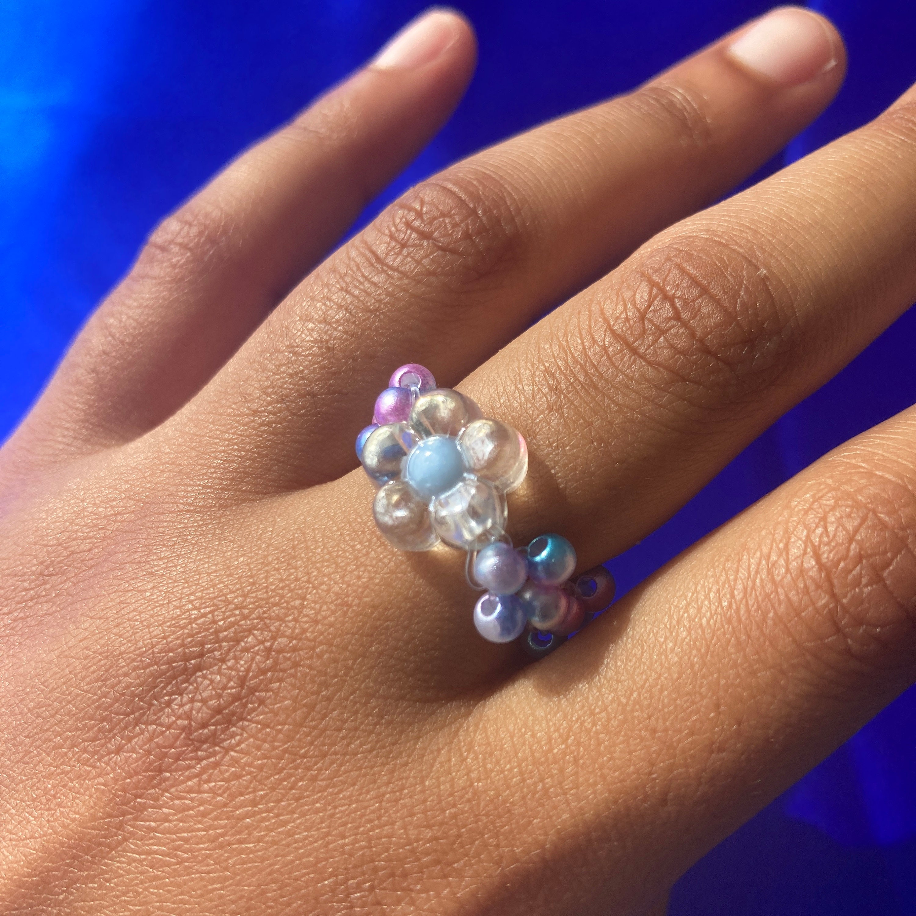 Beaded STACKABLE Flower Rings Colorful Preppy Rings for Girls Floral ...