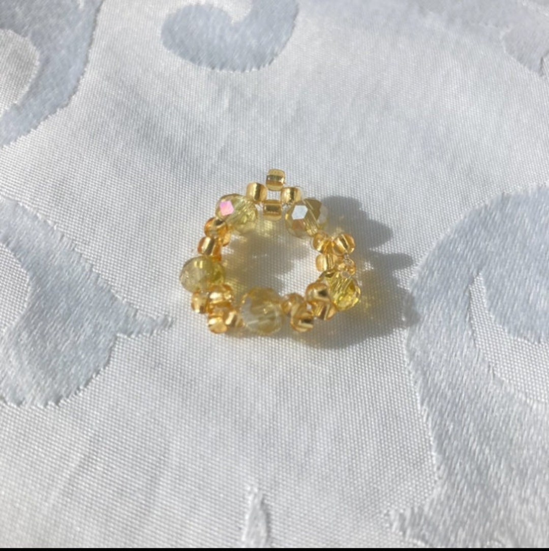 Handmade Stackable Beaded Rings Crystal Rings Stretch Elastic Seed Bead ...