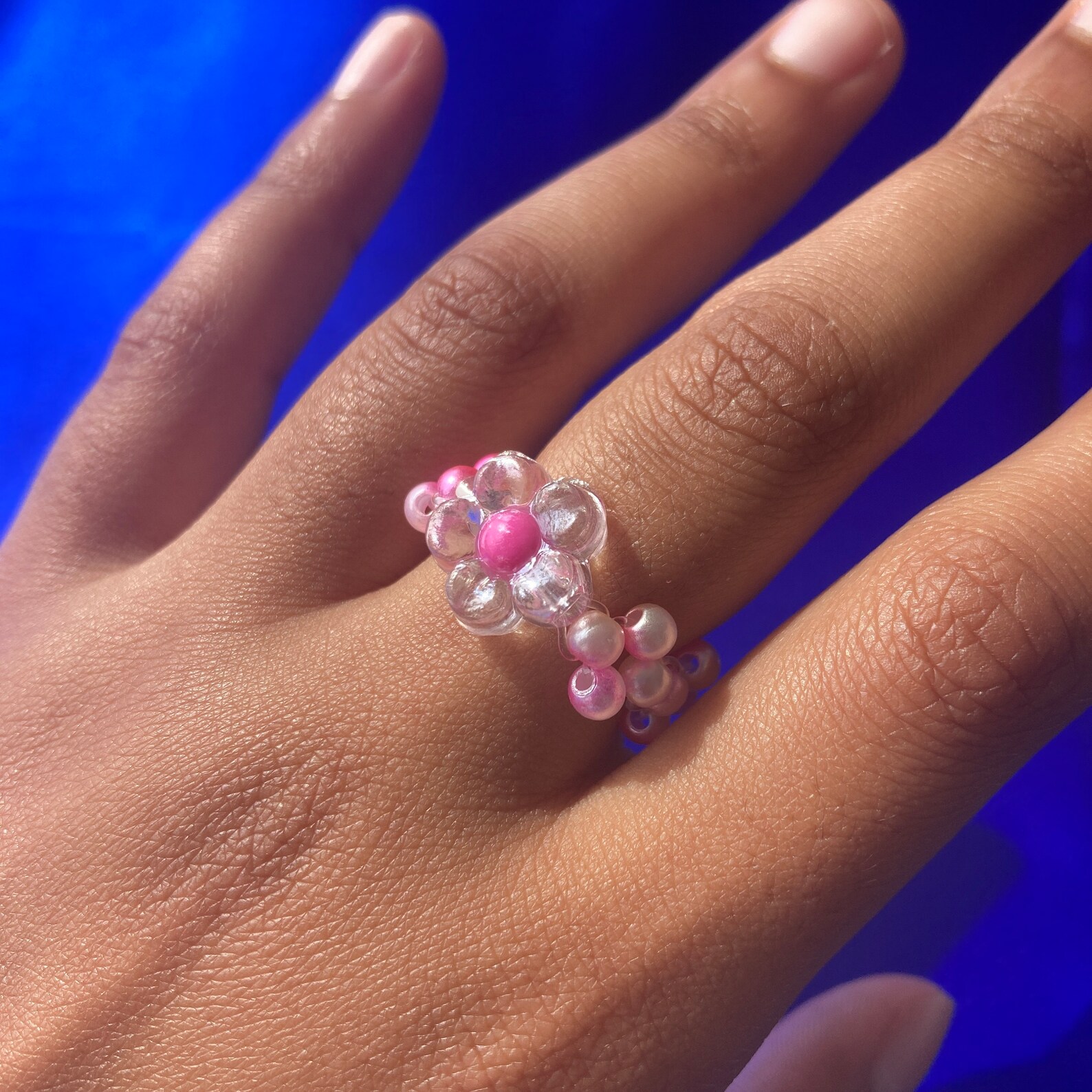 Beaded STACKABLE Flower Rings Colorful Preppy Rings for Girls Floral ...
