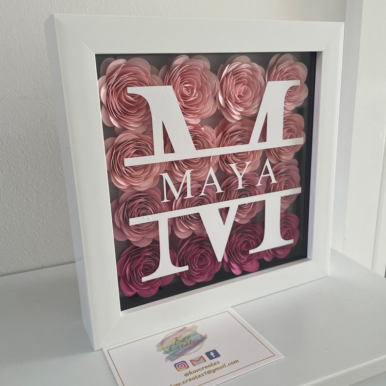Personalised Name Initial Flower Box Frame | Etsy UK