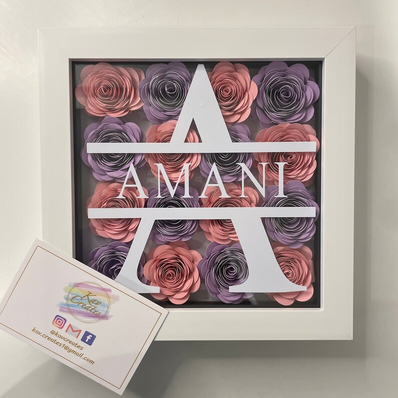 Personalised Name Initial Flower Box Frame | Etsy UK
