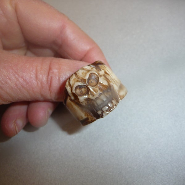 Carved Bone Skull Ring - Etsy