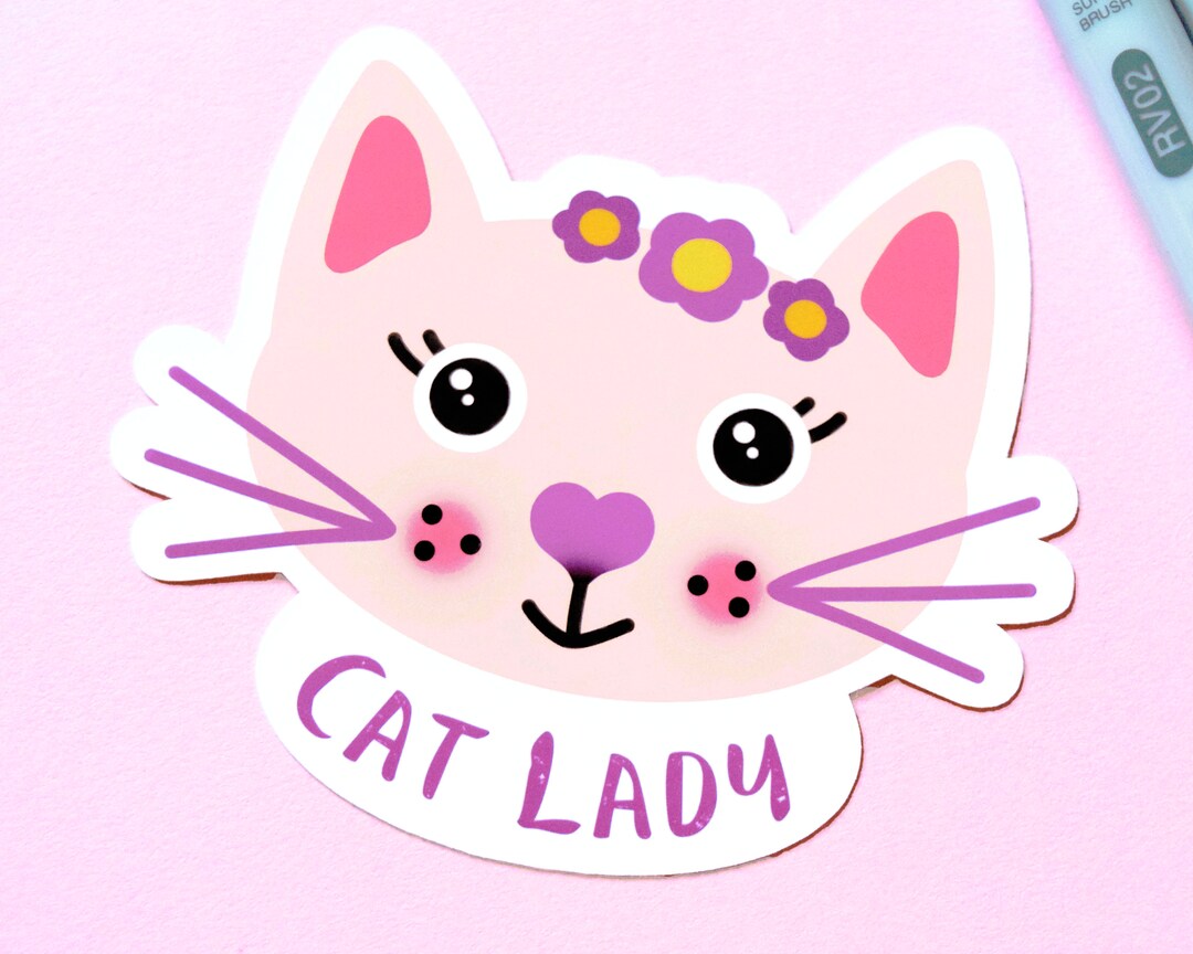 Cat Laptop Sticker Cat Lady Vinyl Sticker Laptop Decal Cat - Etsy