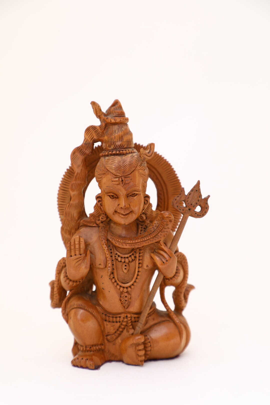 Wooden Lord Shiva Statue Hand Carved Wooden Statue Religious Idol 5 ...