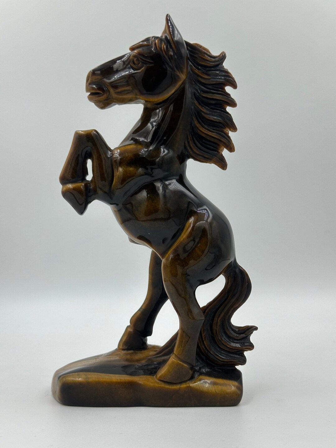 7.5 Inches Tiger Eye Ferrari Statue Figurine Hand Carved Home Decor ...