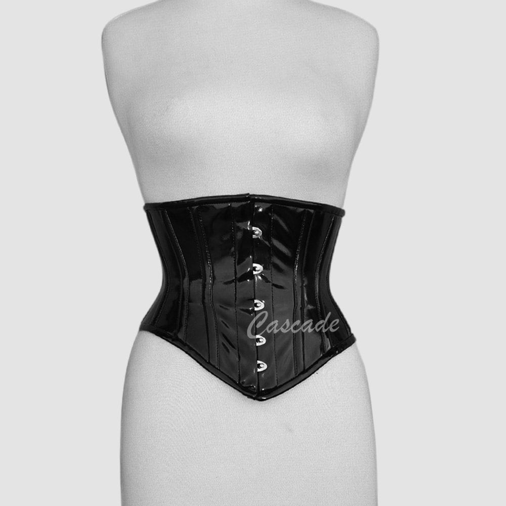 Underbust Corset Waist Training Hourglass Pvc Black Artificial Leather