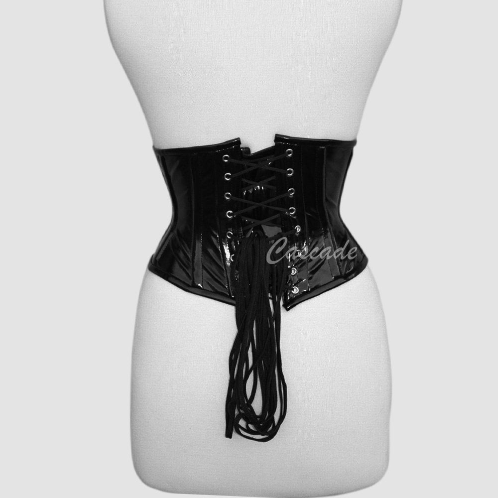 Underbust Corset Waist Training Hourglass Pvc Black Artificial Leather