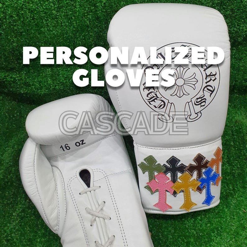 Personalized Chrome Hearts Boxing Gloves Made of Real Cowhide Leather Lace up Sparring Training ...
