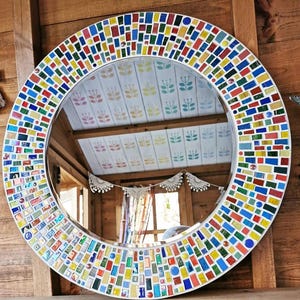 Custom Order for Large Round Rainbow Mosaic Mirror - Etsy