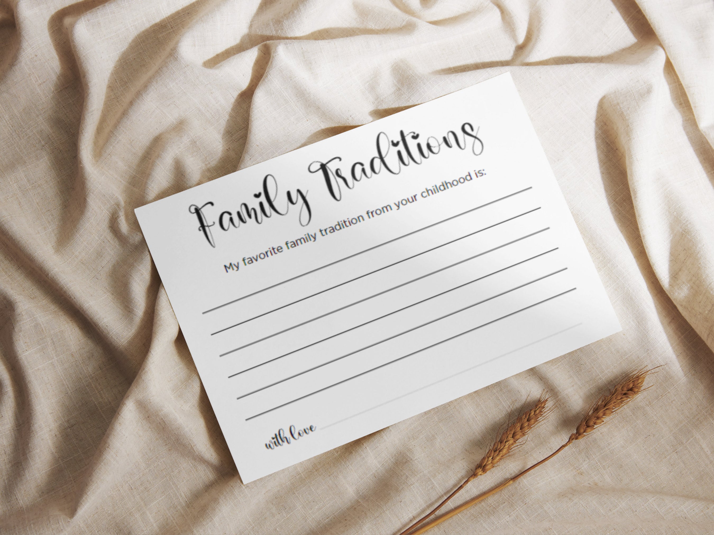 Family Traditions Sign and Card, Family Traditions Baby Shower Games ...