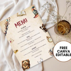Wizard Theme Menu Card Template, Editable Magical Theme Menu Card ...
