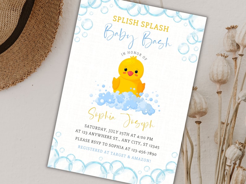 Boy Splish Splash Baby Shower Invitation, Blue Beach Summer Baby Shower ...
