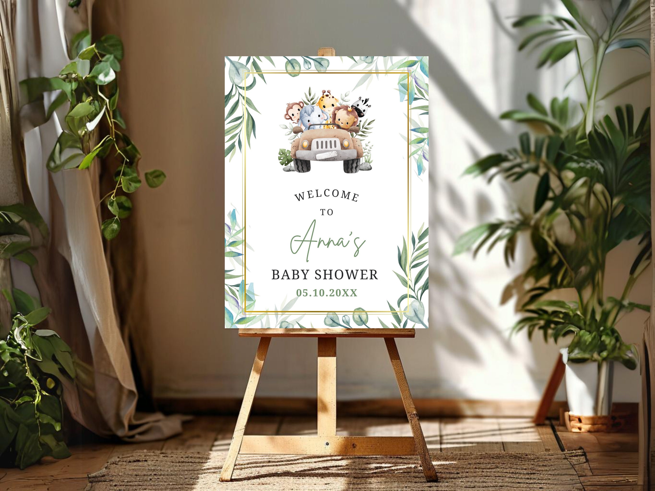 Editable A Little Wild One Baby Shower Welcome Sign, Safari Jungle Baby ...