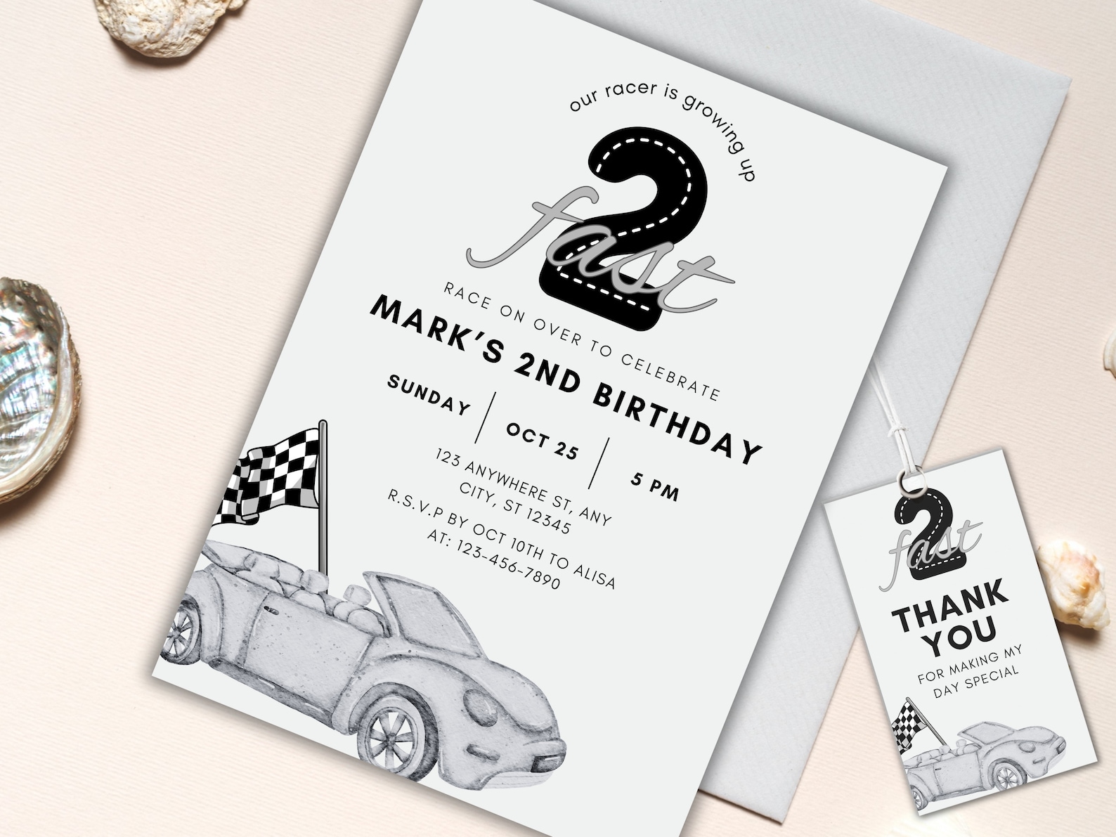 Editable TWO Fast Birthday Invitation, Racing Car 2nd Birthday ...