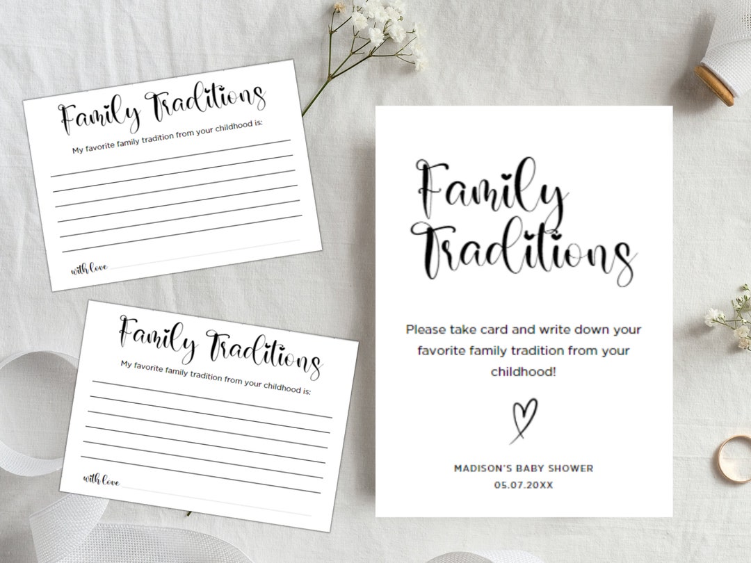 Family Traditions Sign and Card, Family Traditions Baby Shower Games ...