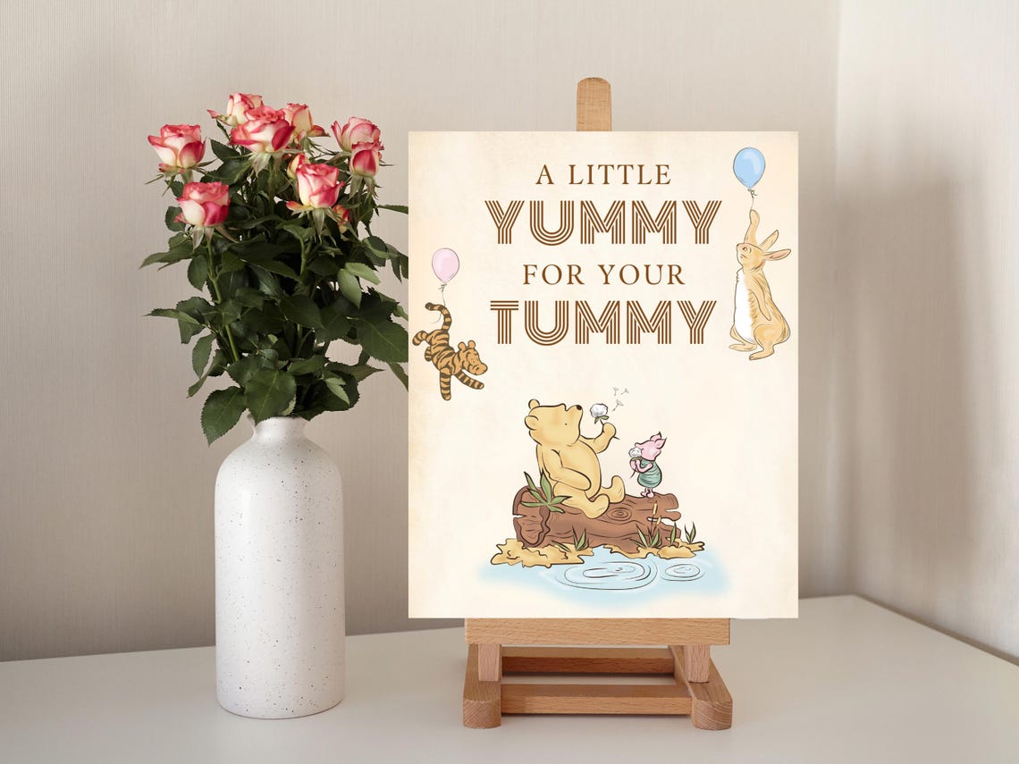 A Little Yummy for Your Tummy Winnie the Pooh Poster, Sweet Dessert Bar ...