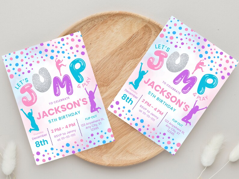 Editable Jump Birthday Party Invitation, Trampoline Birthday Party ...