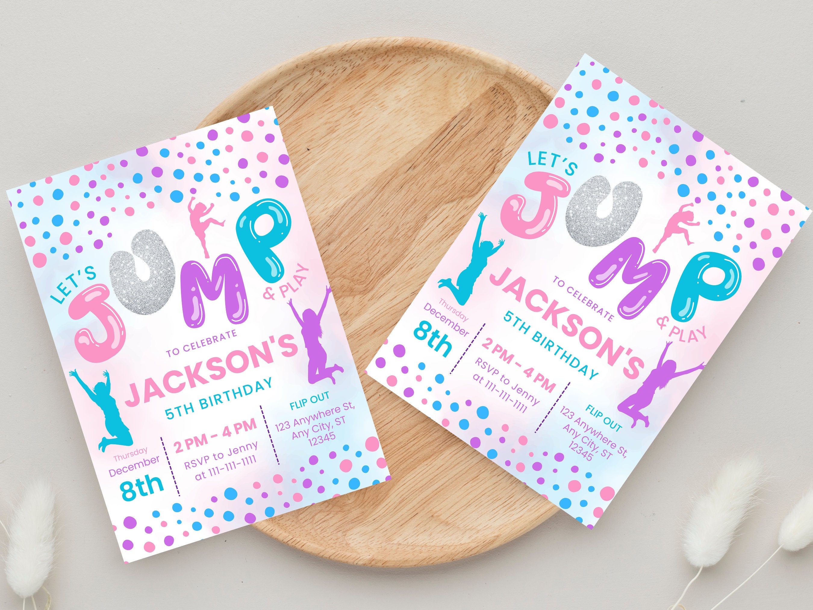 Editable Jump Birthday Party Invitation, Trampoline Birthday Party ...