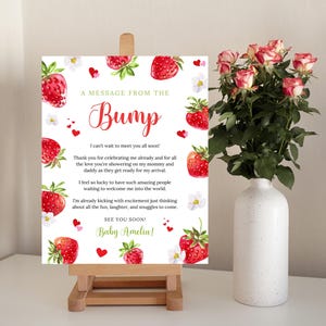 Message From the Bump Sign Strawberry Baby Shower, Berry Sweet Baby ...