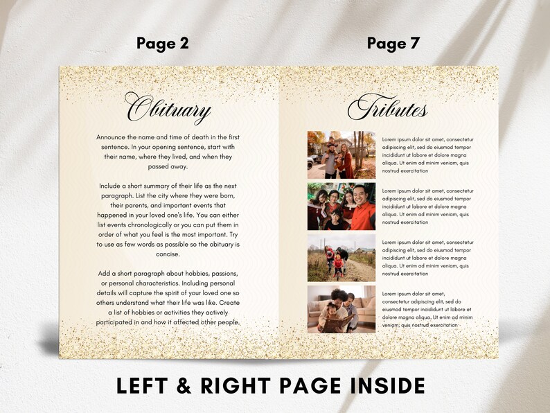Editable Funeral Program Template, Bi-fold Obituary Template, Obituary ...