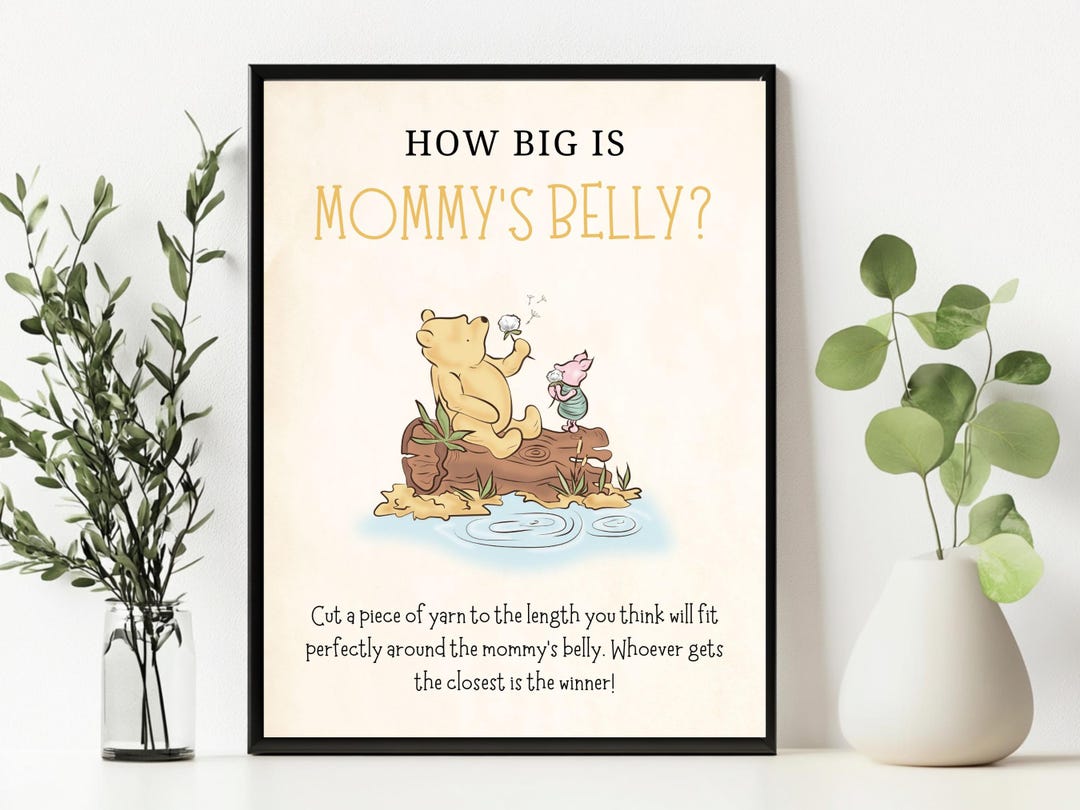 Classic Winnie the Pooh How Big is Mommy's Belly Game Sign, Gender ...