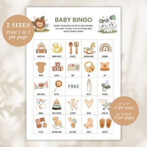 Printable Safari Baby Shower Bingo Cards Bundle, Safari Baby Shower ...
