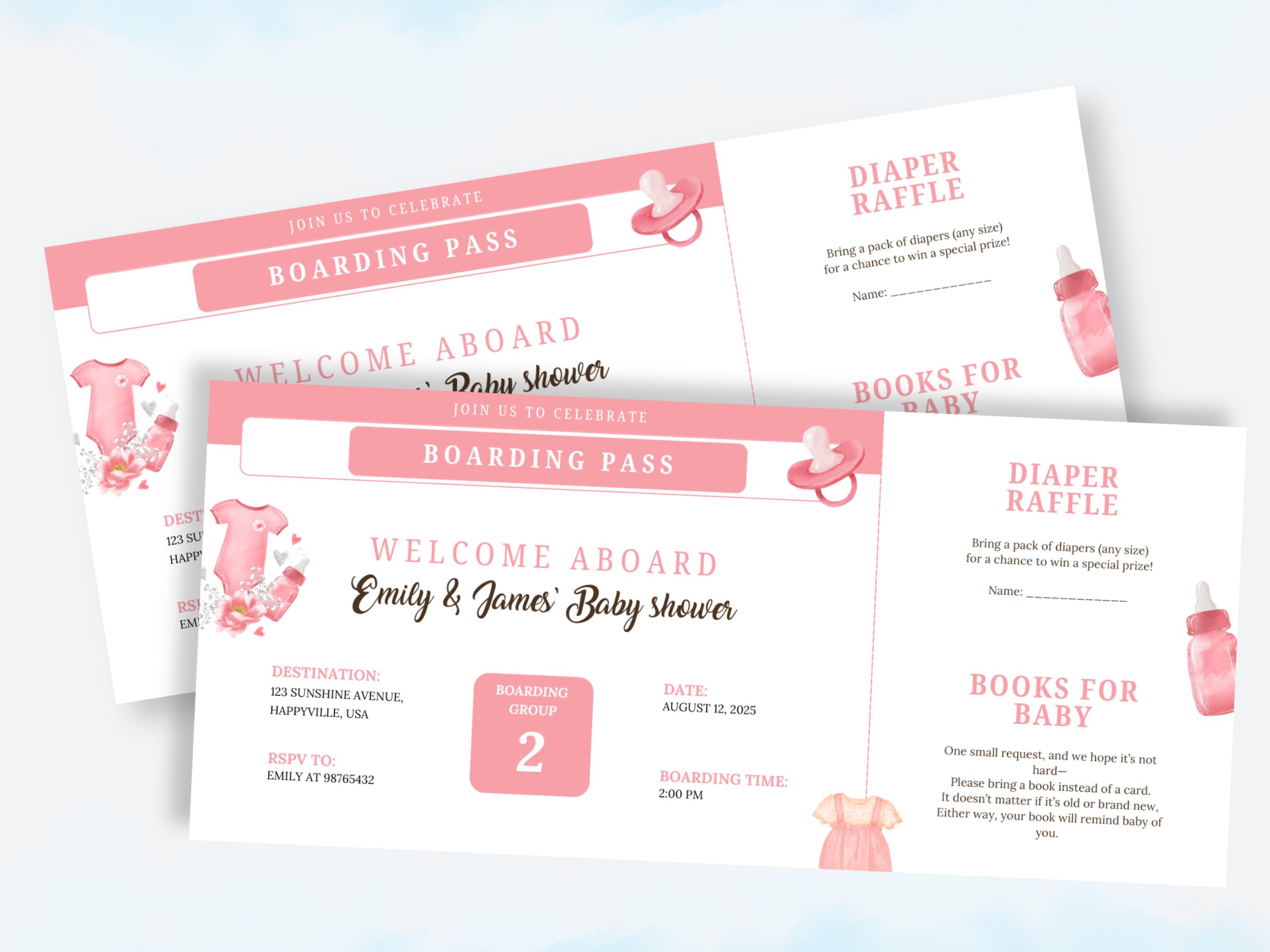 Boarding Pass Baby Shower Invitation, Passport Hot Air Balloon Baby ...