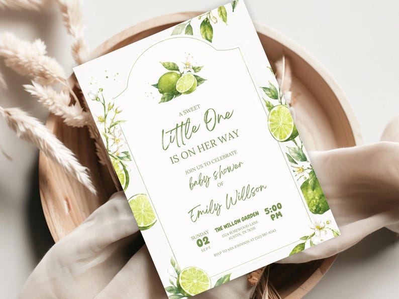 Lemon Baby Shower Invitation, A Sweet Little One Citrus Baby Shower ...