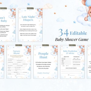 Bear Balloon Baby Shower Games Bundle, We Can Bearly Wait Baby Shower ...