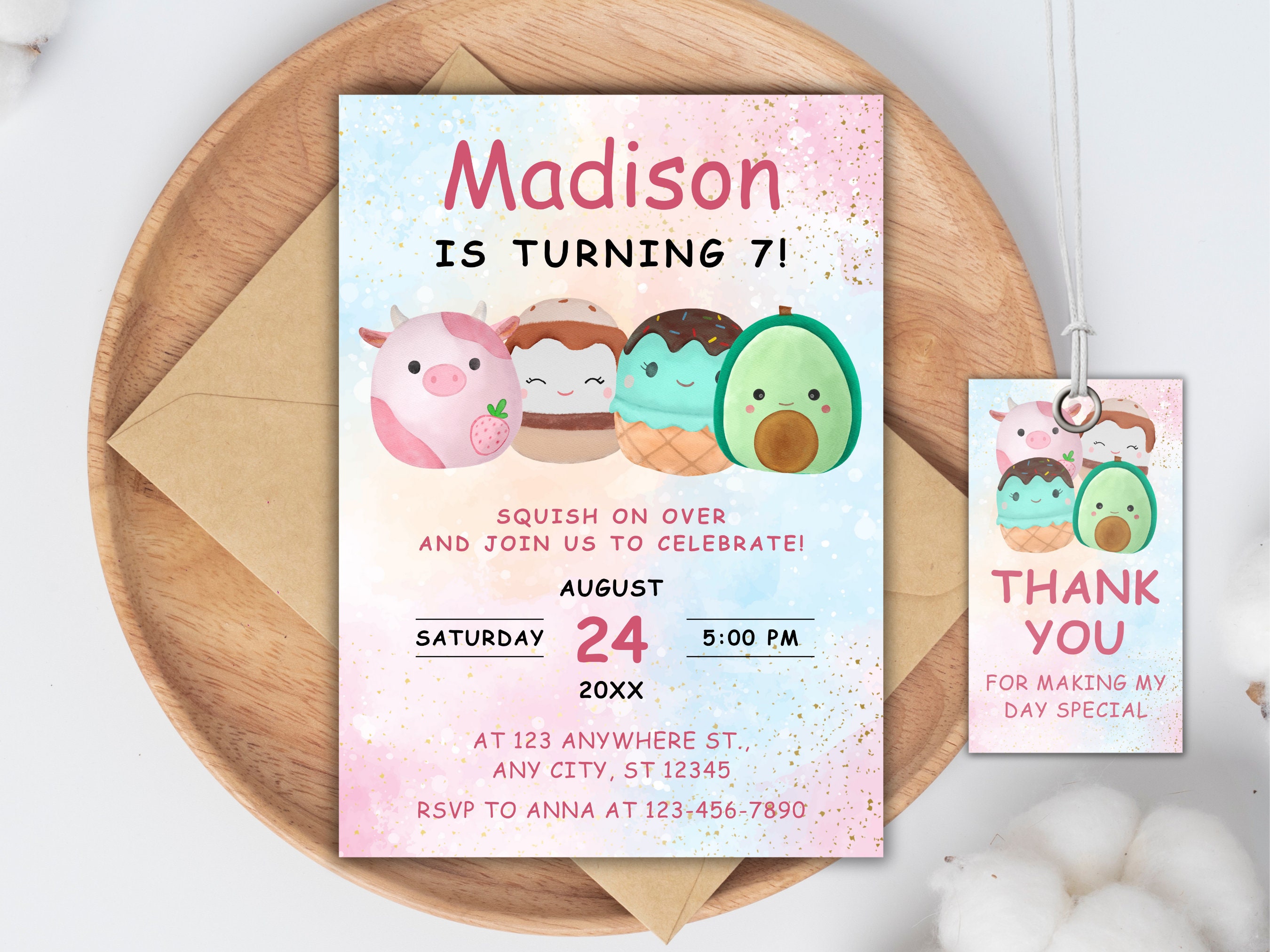 Squishmallow Birthday Invitation, Squishy Invitation, Squishmallow ...