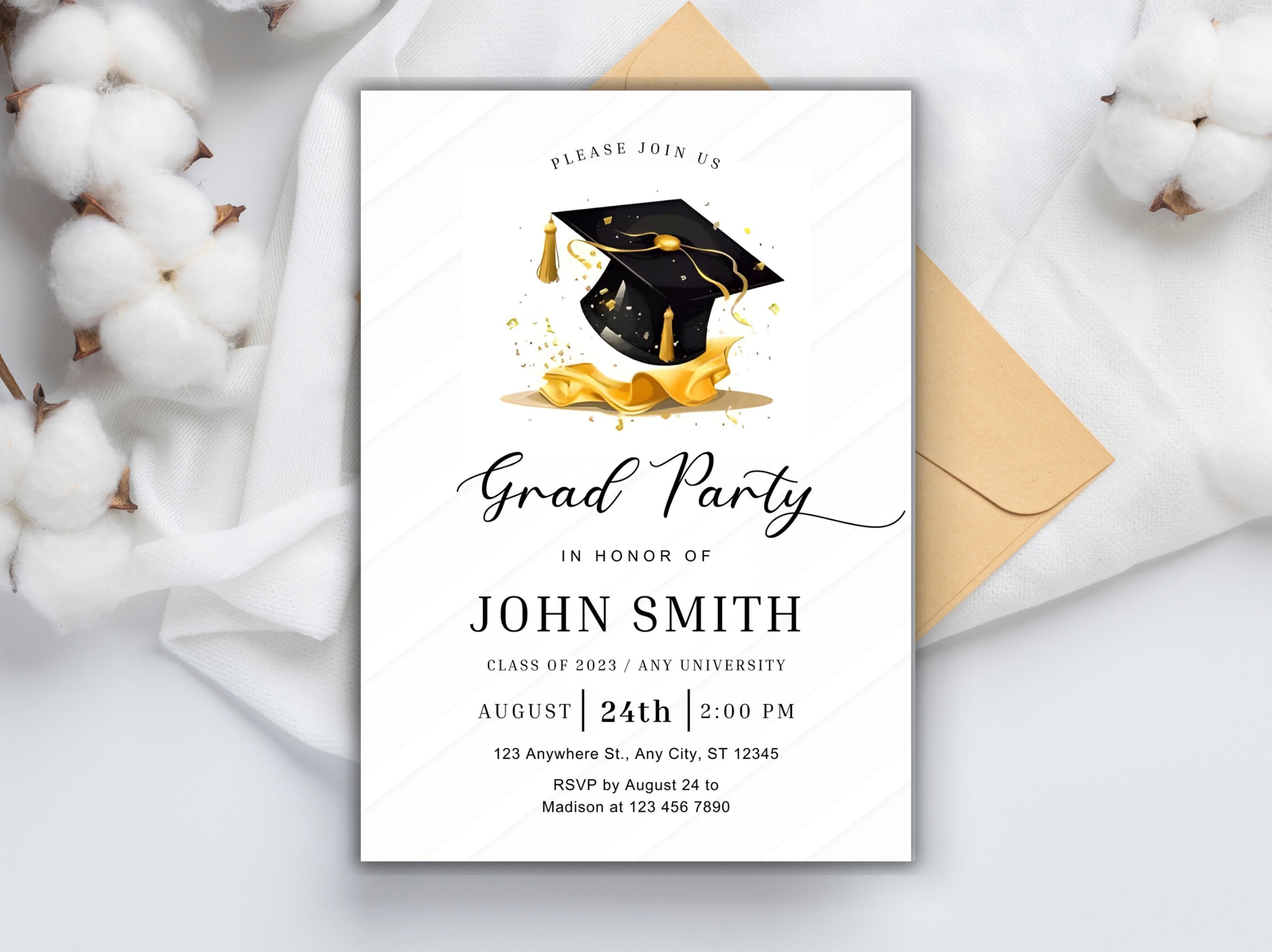 Graduation Party Invitation, Graduation Announcement Invitation, High ...