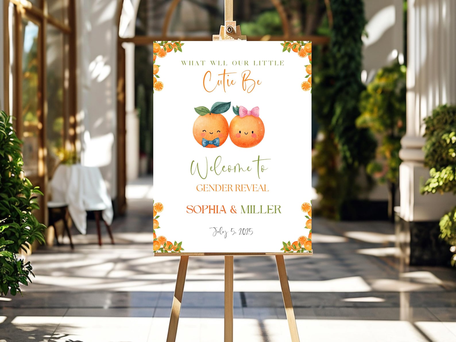 Cutie Theme Gender Reveal Welcome Sign | Orange Fruit Baby Shower| What ...